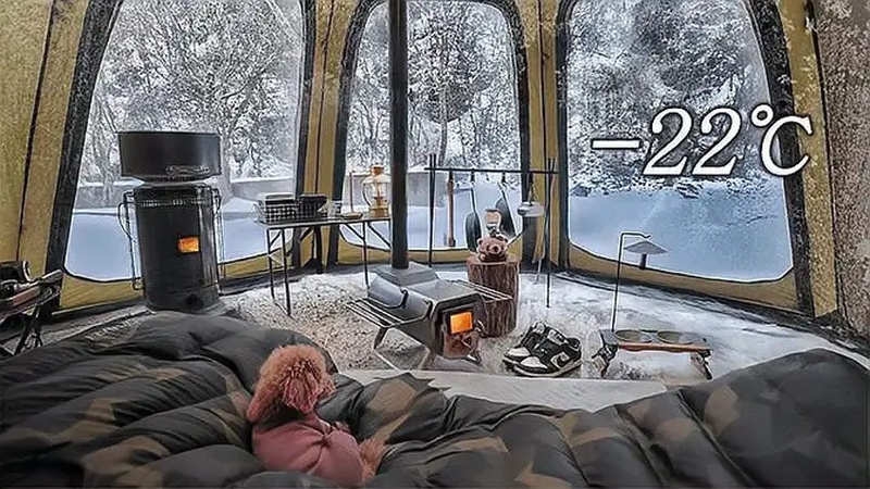 暴风雪中的顶级露营,小伙巨资打造移动城堡,寒冬竟比夏天还温暖