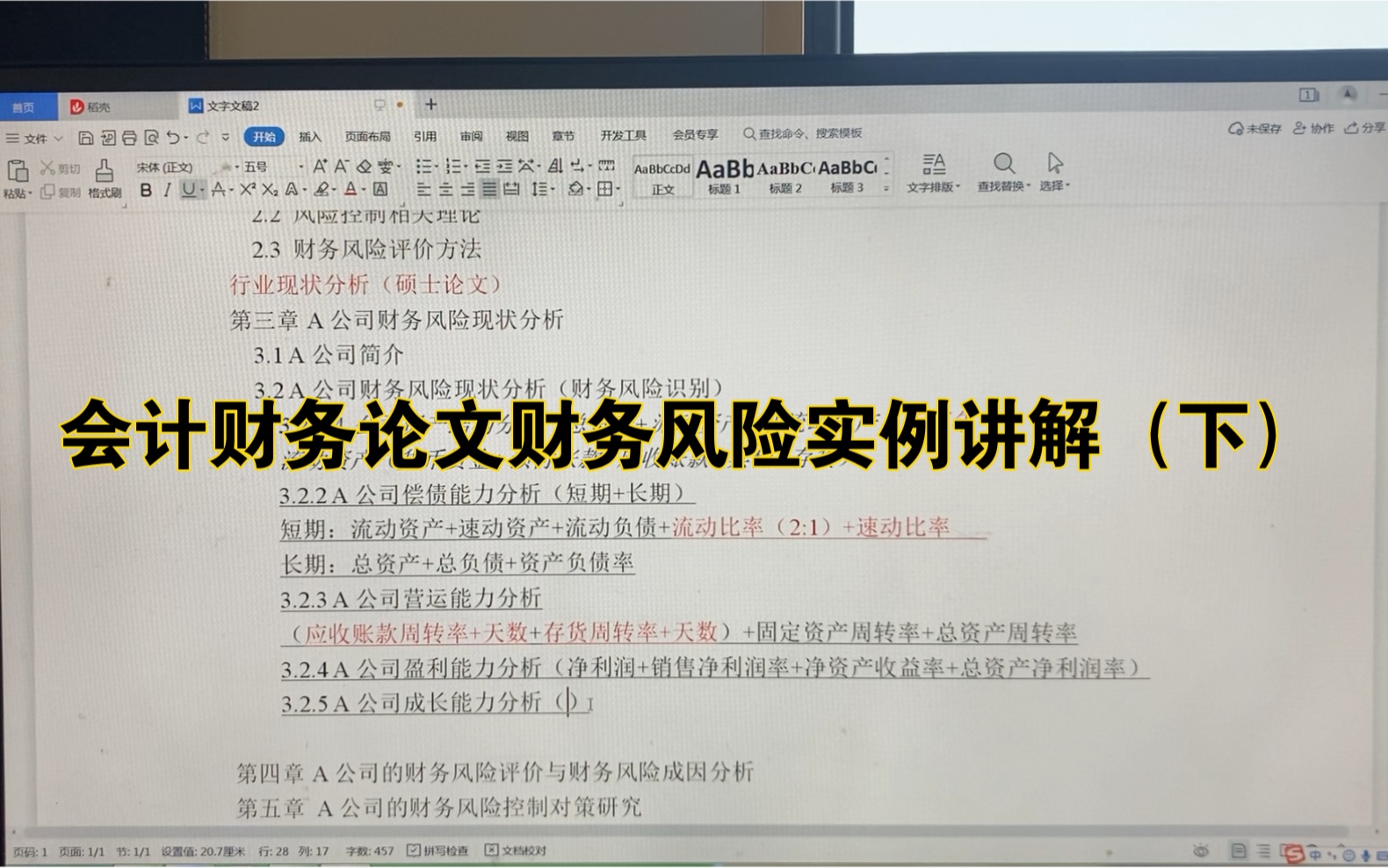 会计财务论文财务风险实例讲解