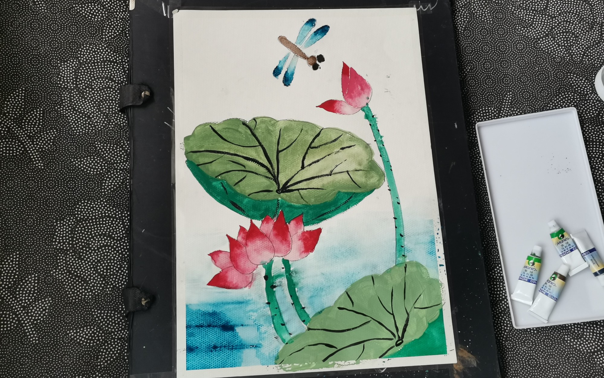 儿童水粉画荷花③