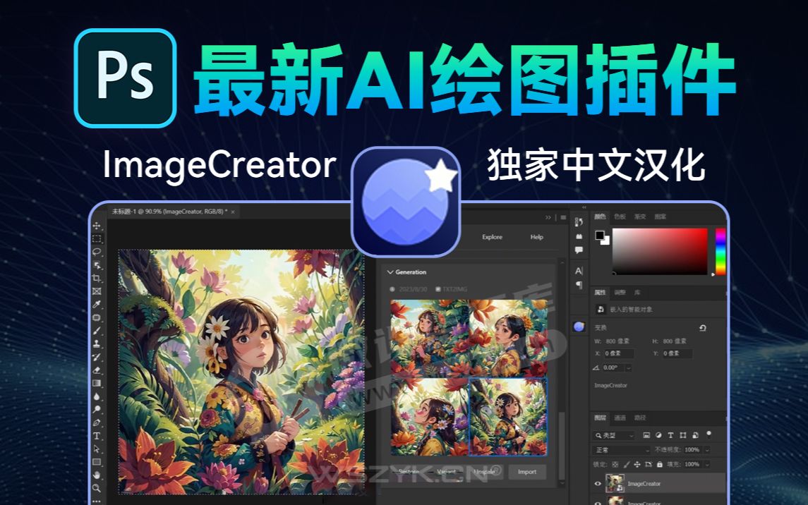 全网首发!PS智能插件ImageCreator中文汉化版来了,还要什么AI创成式...