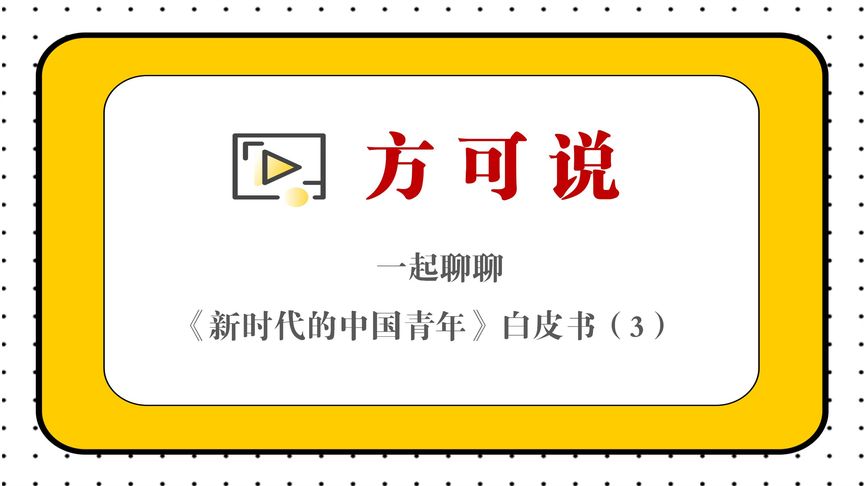 方可说#一起聊聊《新时代的中国青年》白皮书(3)