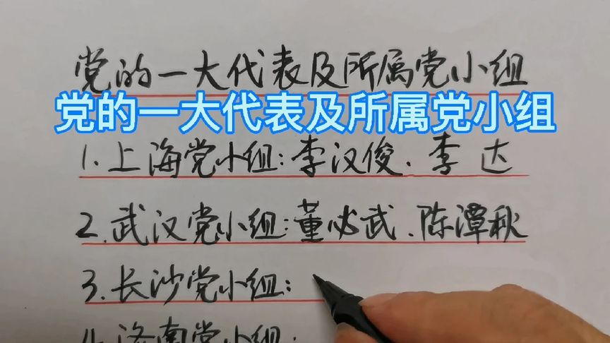 党的一大代表及所属党小组