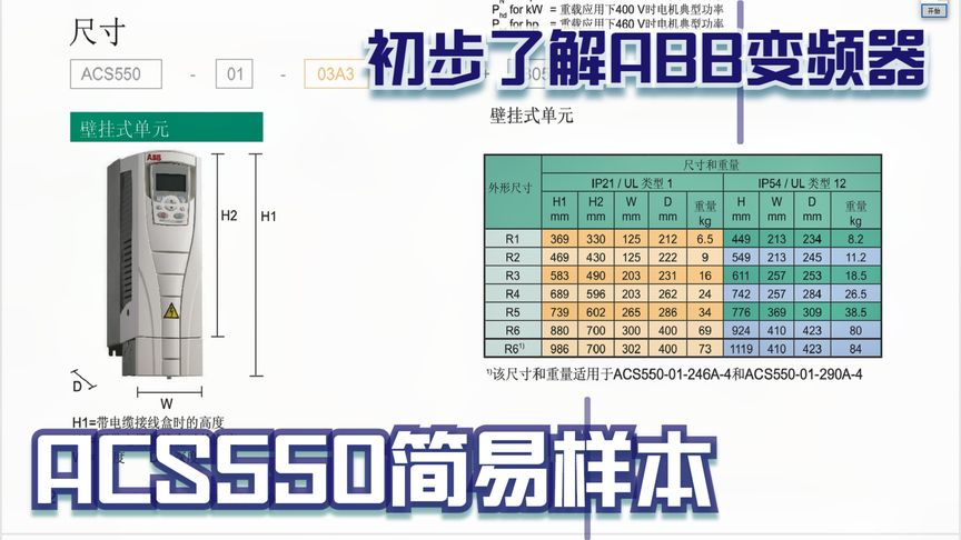 学习ABB变频器,通过简易样本,了解ACS550变频器的基本特点