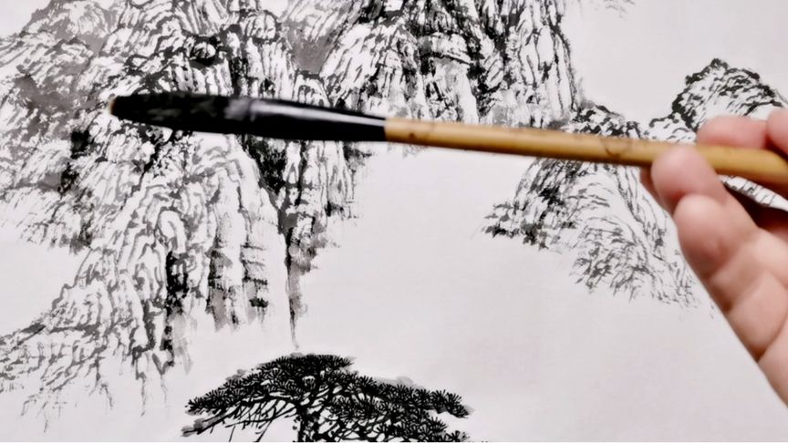 国画入门勾勒山石皴擦用笔简单易学方法