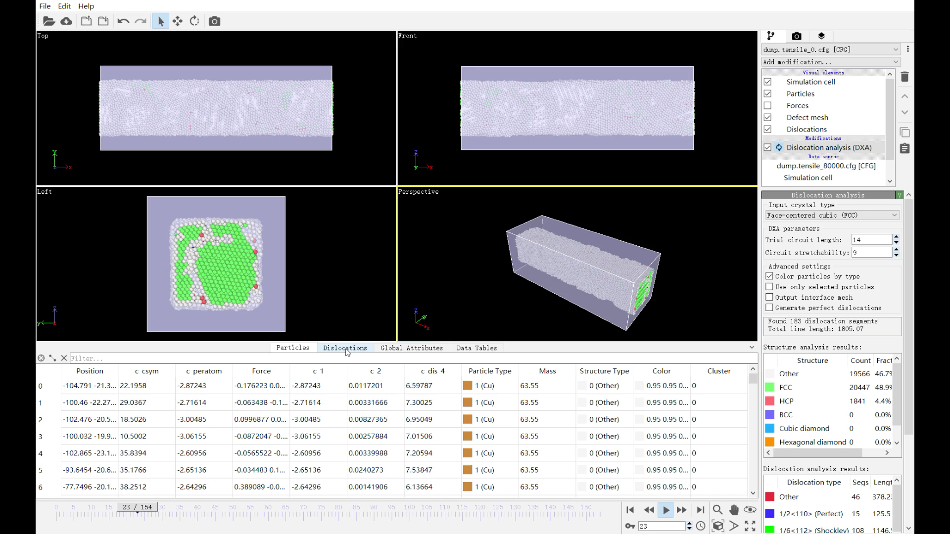 【春日vlog挑战】多晶铜(Cu,copper)的单轴拉伸可视化与位错分析