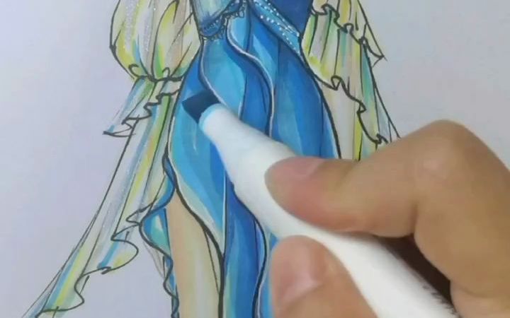 【手稿绘图】人鱼姬礼服设计~
