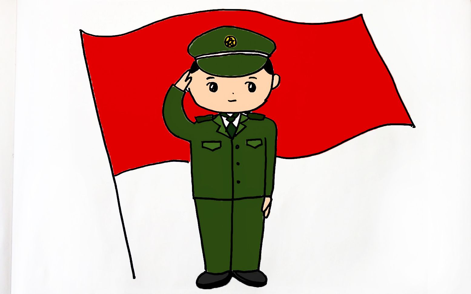 学画军人简笔画，向奋战在疫情中的英雄致敬，武汉加油！