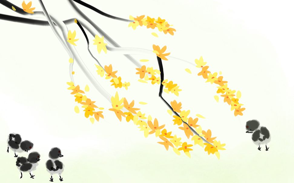 【双语国画】连翘ߐ�小鸡~零基础教程(带讲解)