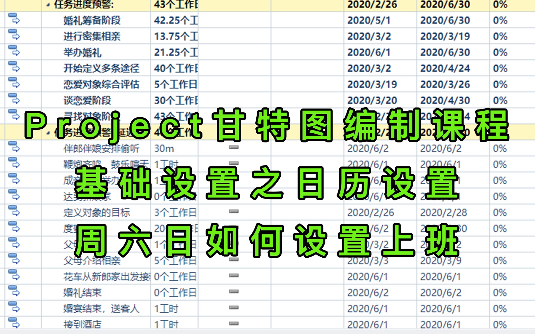 Project甘特图,日历的分类及项目日历的制作,这个视频告诉你如何操作!
