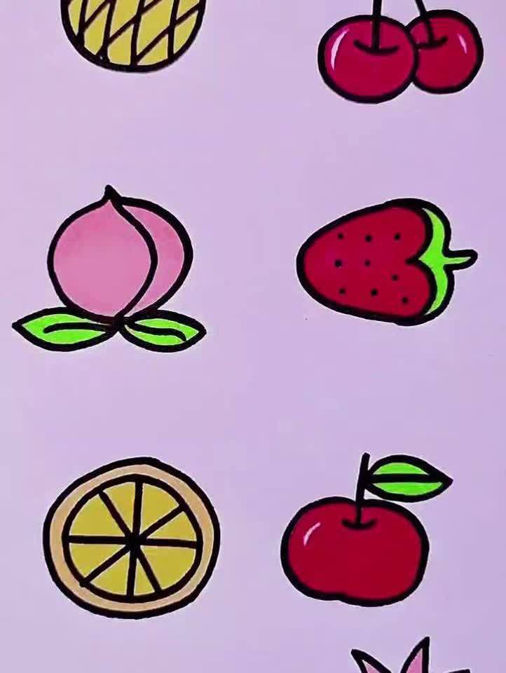 用数字0123456画水果水果简笔画