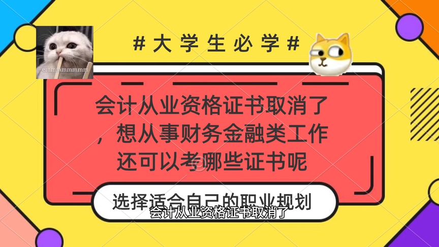 会计从业资格证书取消了,想从事财务金融类工作还可以考哪些证书