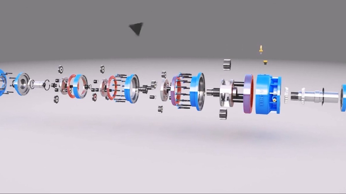 机械机构组装装配动画 行星齿轮减速机工作原理3D动画 工业产品动画