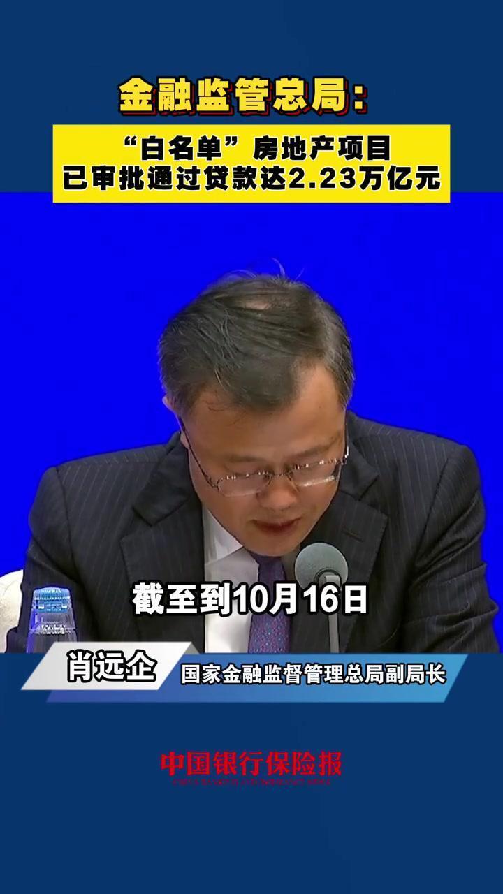 金融监管总局:"白名单"房地产项目已审批通过贷款达2.23万亿元#国新...