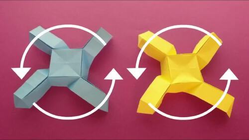 教你折纸旋转螺旋桨,折好后从楼梯上往下丢,真好玩