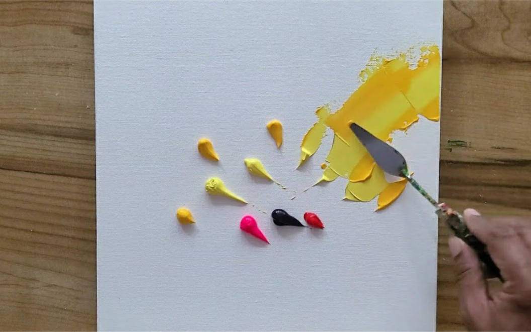 【丙烯画】教你画简单的丙烯山水画/日常挑战/新手入门级教程完事