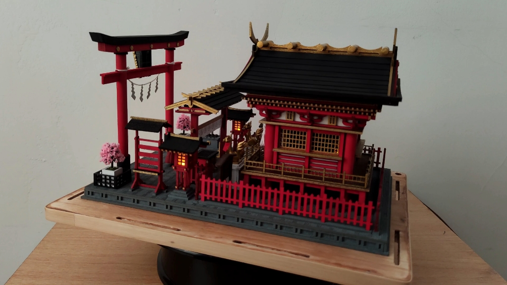 带内构木质稻荷神社拼装模型完工大吉