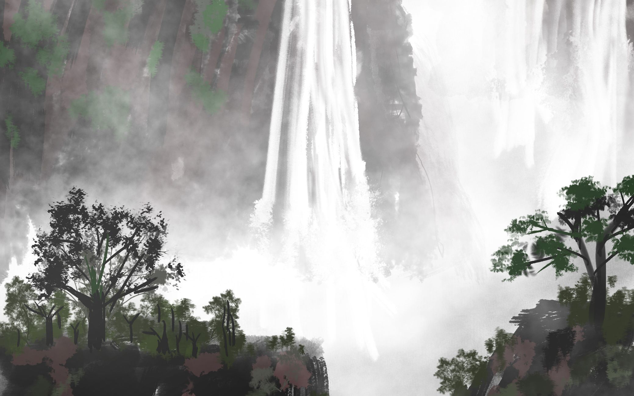 板绘水墨绘画教程之山水(灵华笔刷)