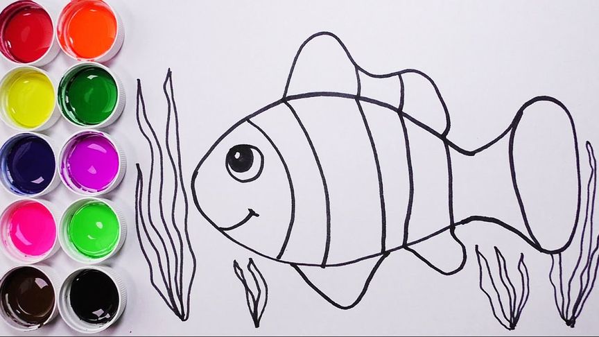 幼儿绘画上色教程:海底世界 彩色鱼儿