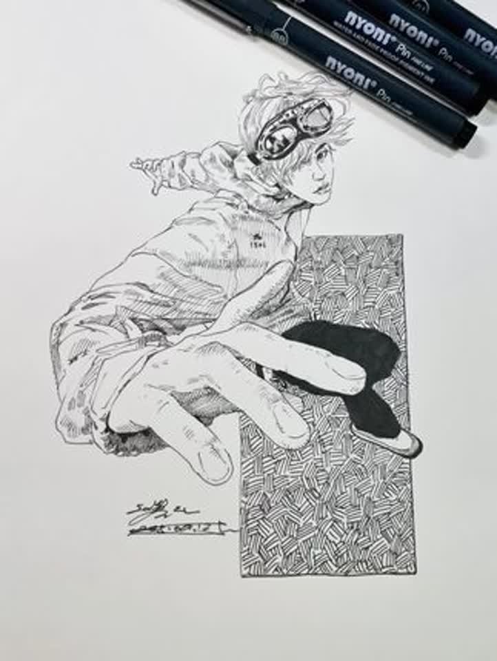 很好用的一款针管笔 #绘画 #摸鱼 #跟我一起学画画 #简笔画的日常 #...