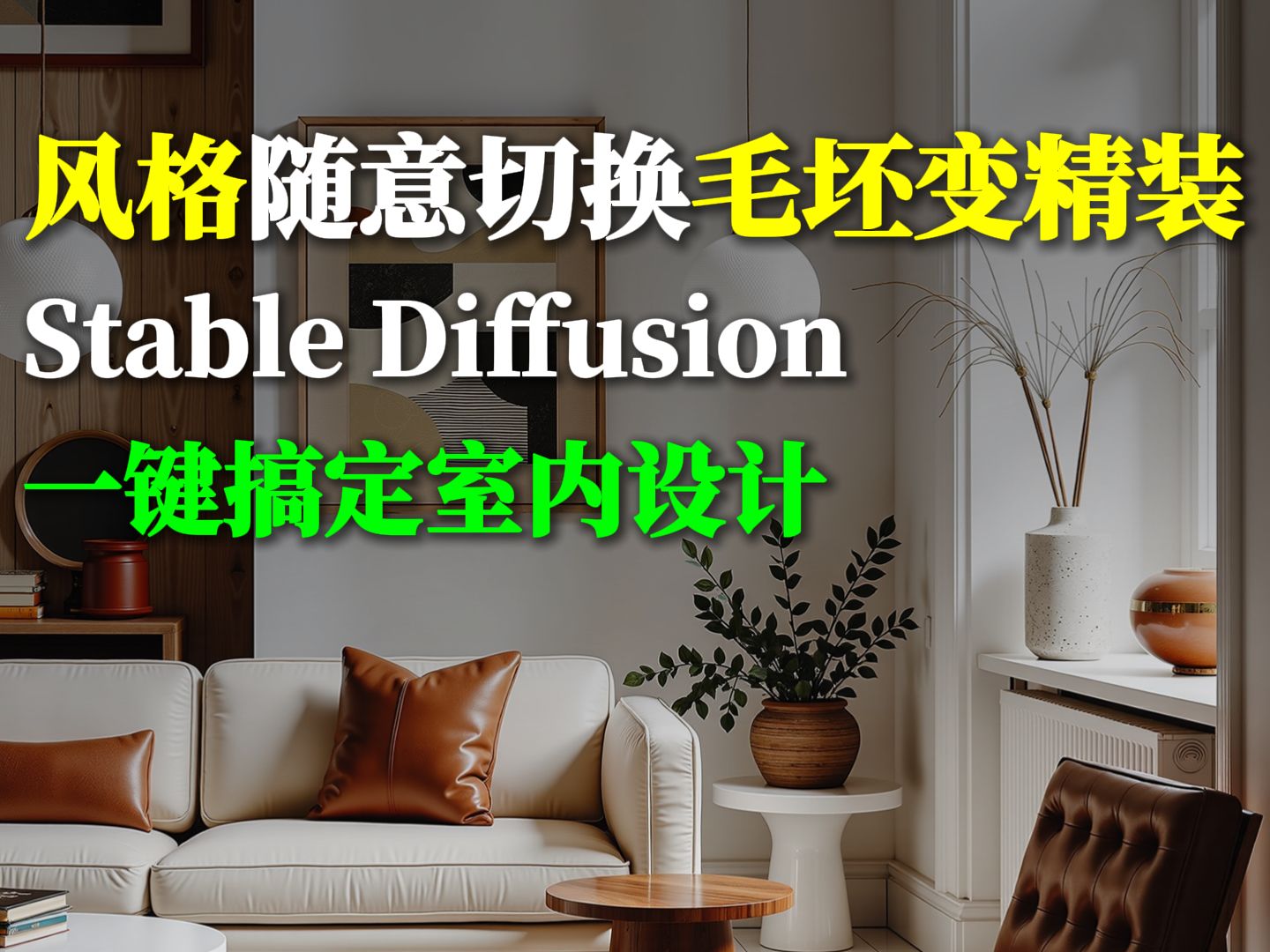 AI辅助室内设计教程!5分钟学会用SD绘画室内风格随意切换、毛坯变...