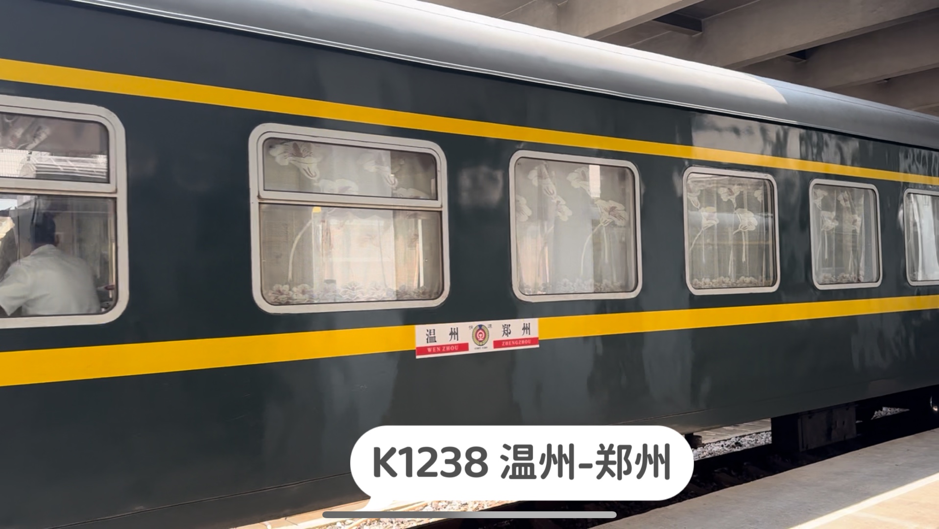 实拍K1238次列车停靠温州站,温州开往郑州