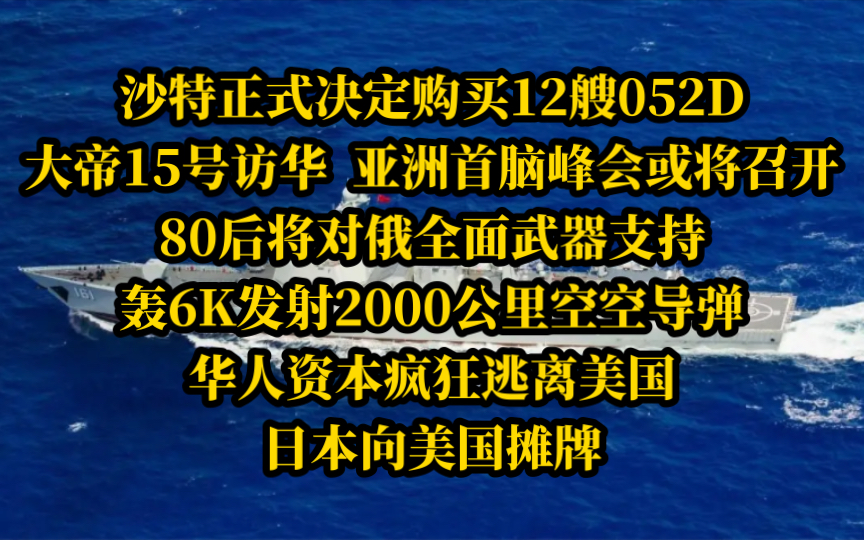 ...亚洲首脑峰会或将召开,80后对俄全面武器支持,轰6K发射2000公里...