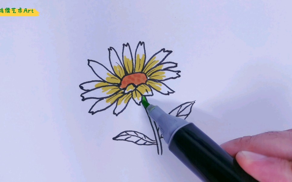 亲子美术课:怎么画菊花,好看又简单