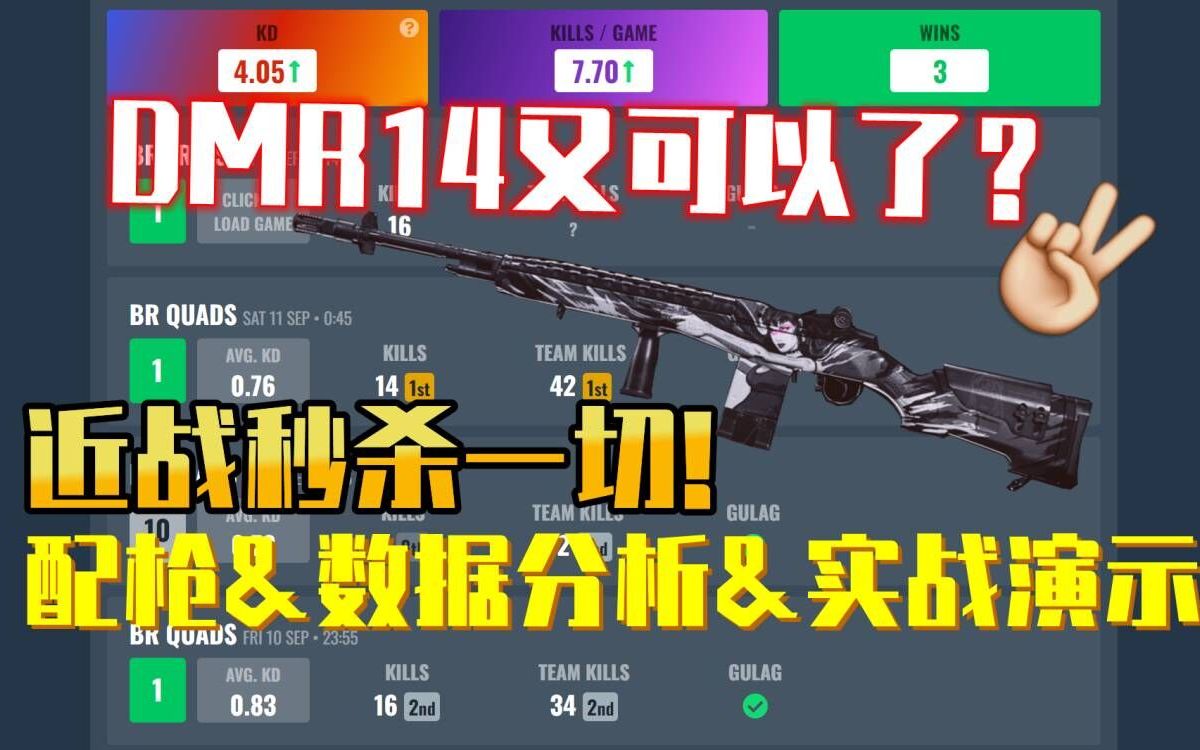 「DMR14」新的中近版本答案,秒天秒地,助我三鸡(46杀)!配枪、数据分析...