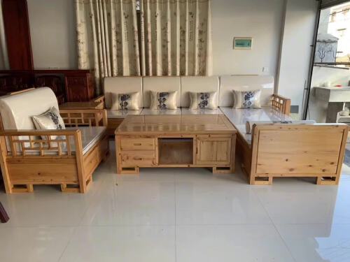 实木中式沙发,榫卯结构牢固稳定,舒适软靠坐垫,可拆洗优质坐垫套自然...