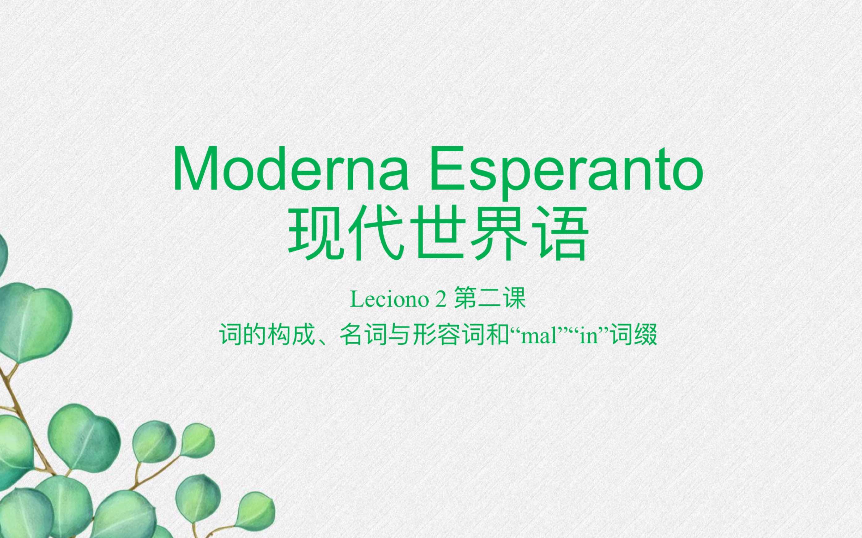 【世界语】第二课 词的构成、名词与形容词和“mal”“in”词缀 (中文...