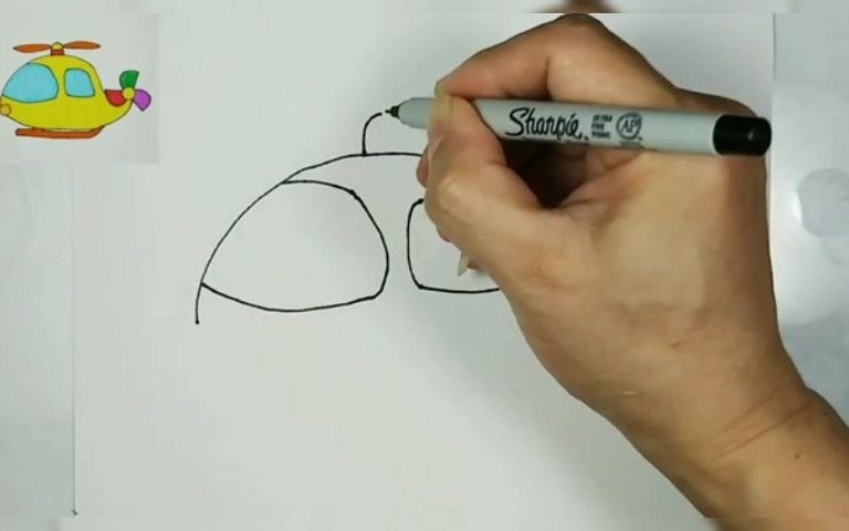 直升飞机这样画既简单又好看,用括号画飞机秒会的画法来啦