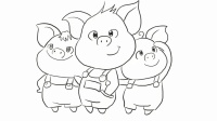 很Q很可爱的三只小猪幼儿亲子简笔画 宝宝轻松学画画