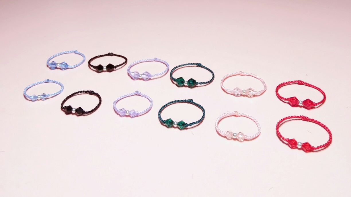 【编绳】73 DIY自编菱形珠极细戒指视频教程