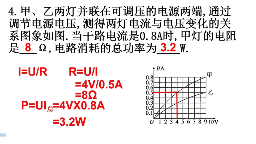 小灯泡的电流与电压关系图像中,如何求电阻与电功率呢?