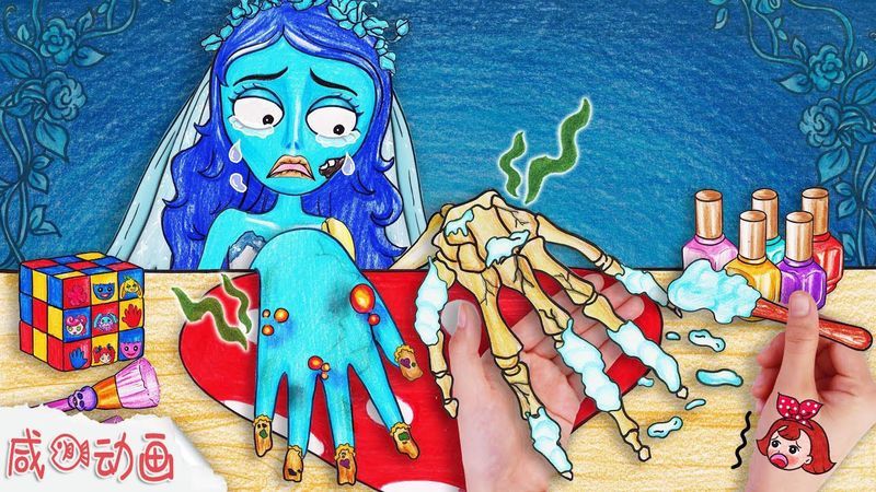 趣味定格动画:小美竟来到墓地给鬼姐姐做美甲,这胆子也太大了吧