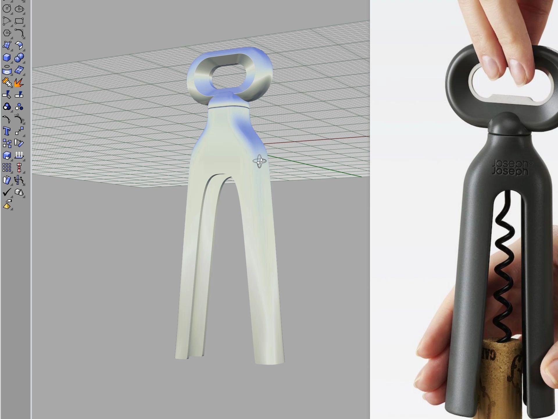 犀牛建模红酒开瓶器!每天一个小案例!带你利用闲散的时间去学习!产品...