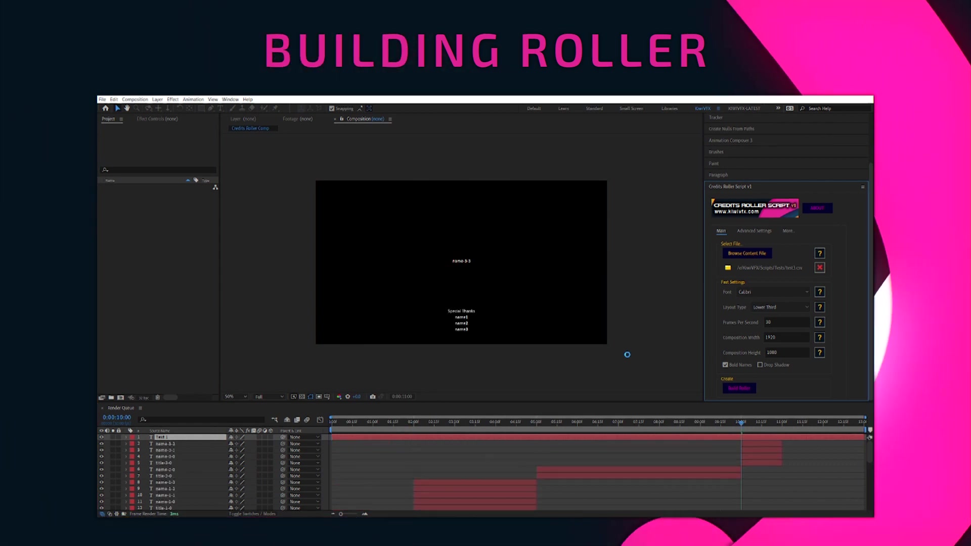 AE脚本-电影演职人员介绍片尾走字幕滚字幕脚本Credits Roller for ...