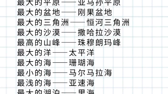 地理知识点❗️世界地理之最