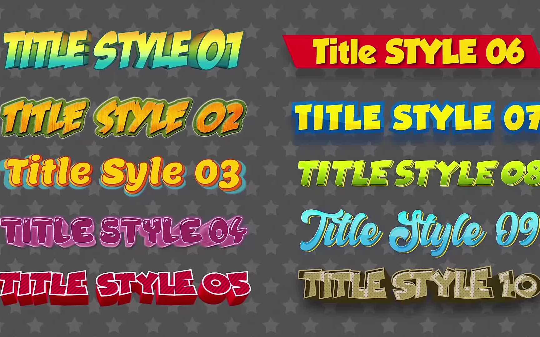 AE模板-各种3d卡通文字标题模板