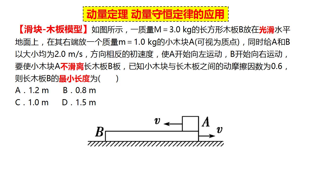 高中物理 动量守恒定律综合 滑块模板模型 临界极值问题 动力学法