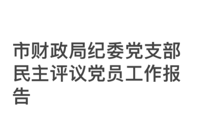 市财政局纪委党支部民主评议党员工作报告