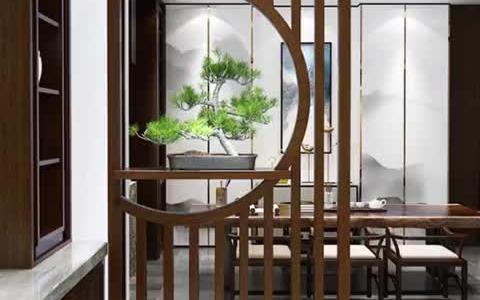 新中式实木定制屏风隔断客厅家用入户镂空玄关木格栅装饰。