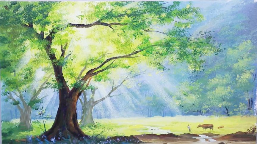 (四)风景树的画法,调色小技巧,新手也能简单画,很实用