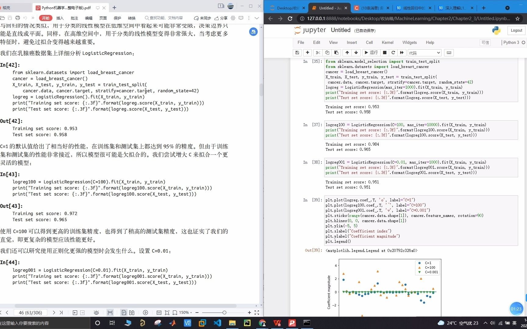 Python机器学习线性模型_二分类问题(对数几率回归正则化)——阿史陪...