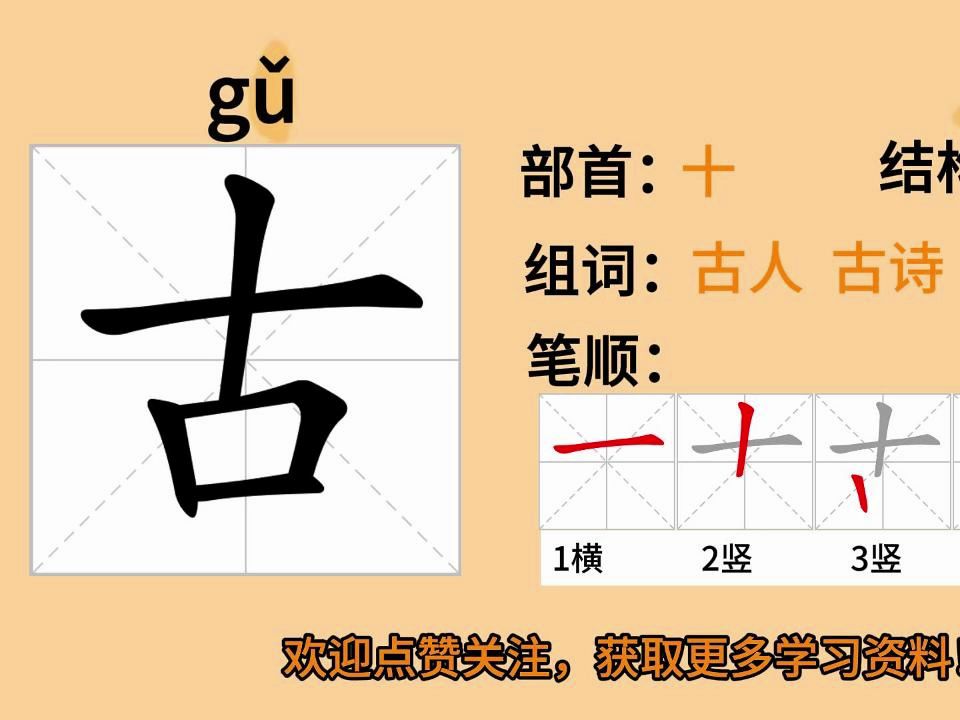 一年级下册小学语文识字6《古对今》动画笔顺生字详解