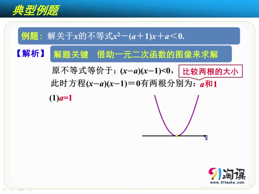含参一元二次不等式的解法-高三-数学-91淘课网_0