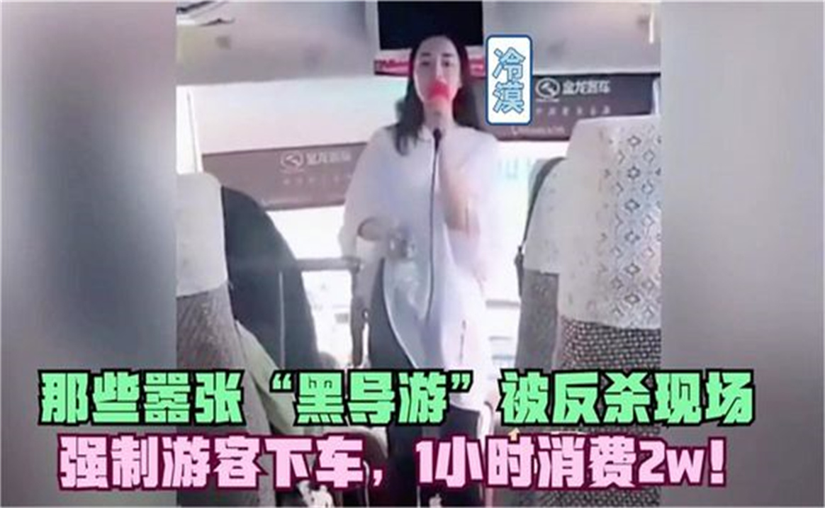 盘点嚣张黑导游被反杀现场,强制游客下车,1小时必须消费2w