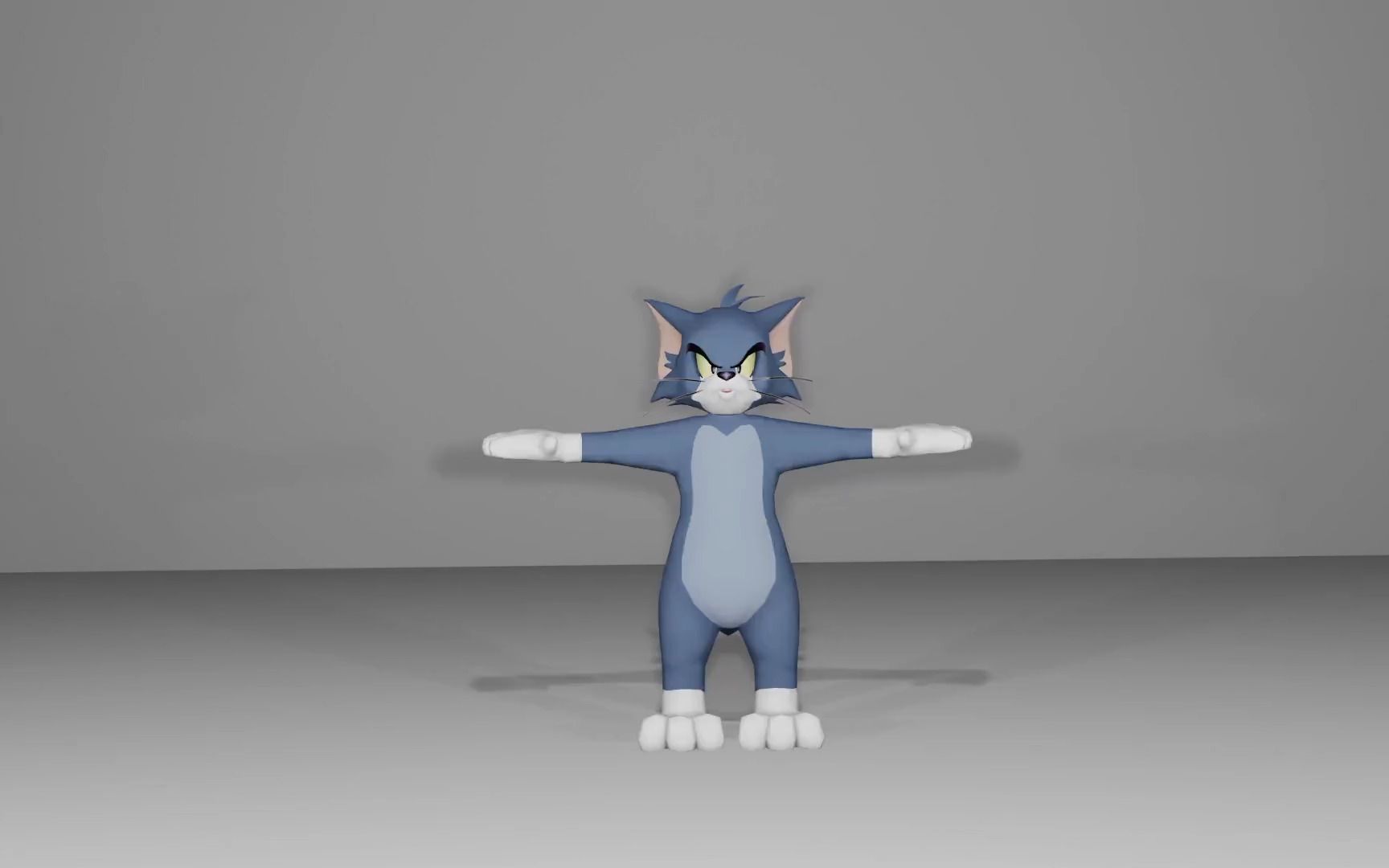 Blender动画演示:汤姆猫模型旋转四分钟