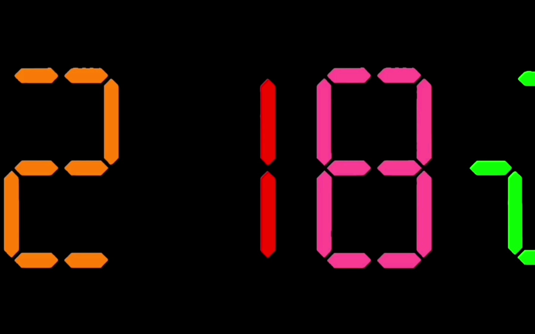 218i秒虚数倒计时 (每秒-i,彩色数字)