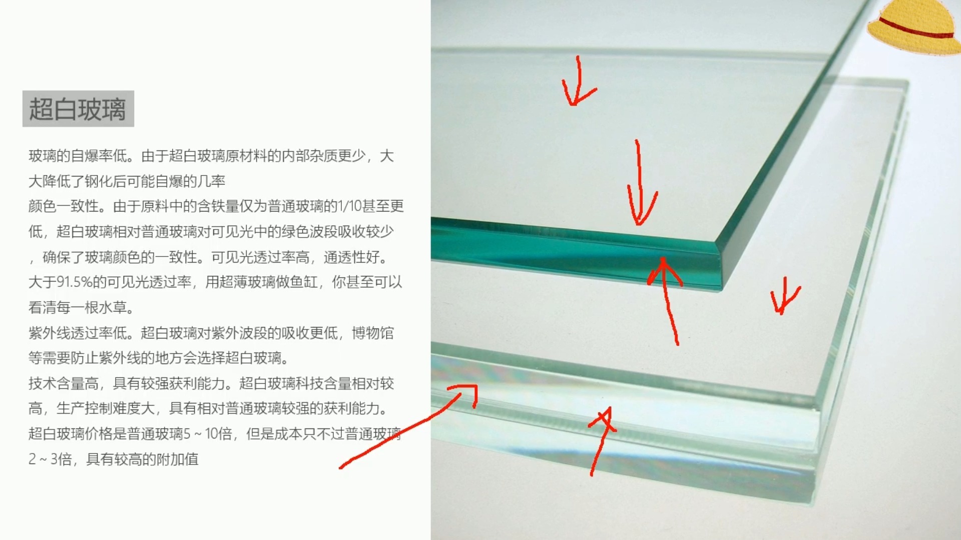 41.普通玻璃、超白玻璃、钢化玻璃的简介